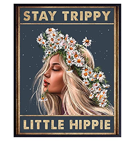 Stay Trippy Little Hippie Wall Art - Boho Wall Decor Gifts - Bohemian ...